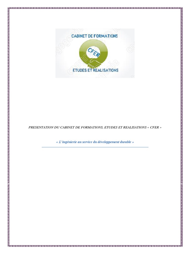 Présentation Du Cabinet CFER 1 | PDF | Ingénieur | Commercialisation