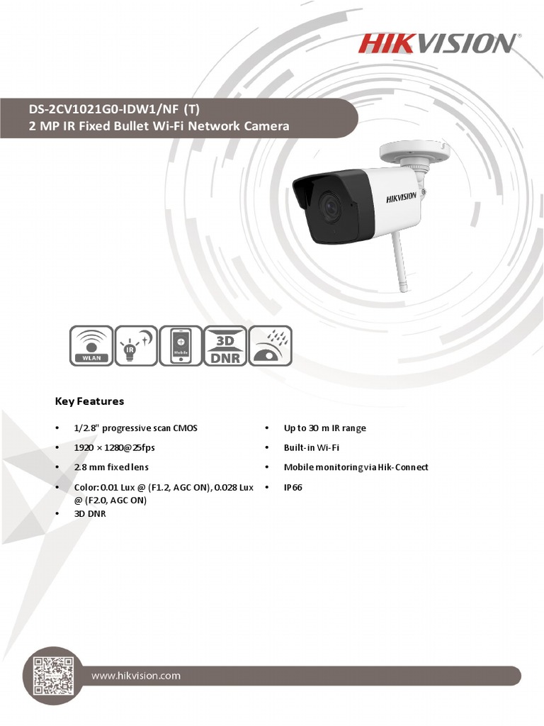 Hikvision DS-2CV1021G0-IDW1 Camera Specs | PDF | Ieee 802.11 | Internet