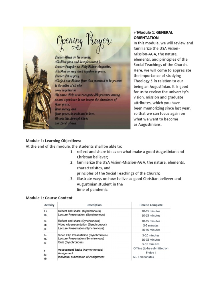 +'module 1: GENERAL Orientation | PDF | Catholic Social Teaching ...