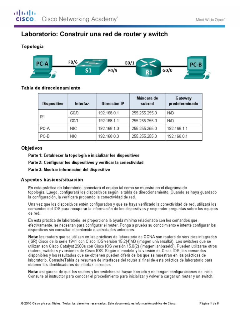6 Construir Red Router | PDF | Enrutador (Computación) | Dirección IP
