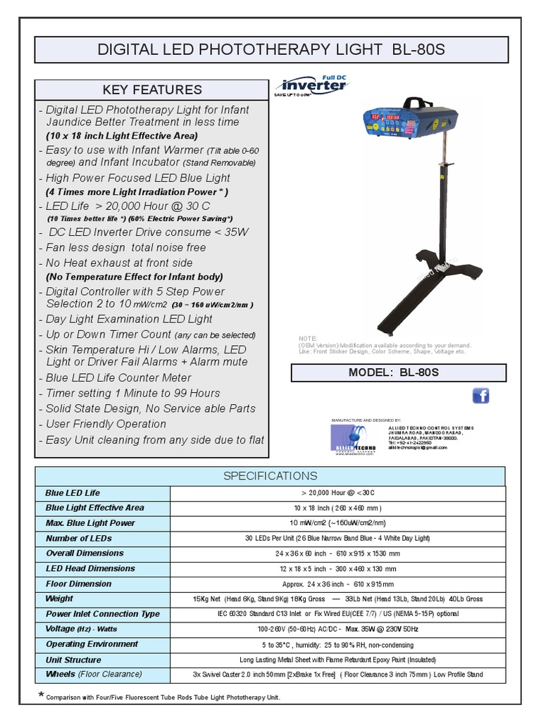 Digital LED Phototherapy Light BL-80S | PDF | Light Emitting Diode | Ac ...