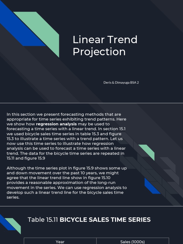 Linear Trend Projection: Deris & Dimayuga BSA 2 | PDF | Linear Regression | Time Series
