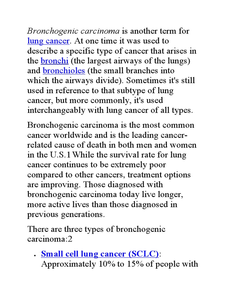 Bronchogenic Carcinoma | Download Free PDF | Lung Cancer | Non Small ...