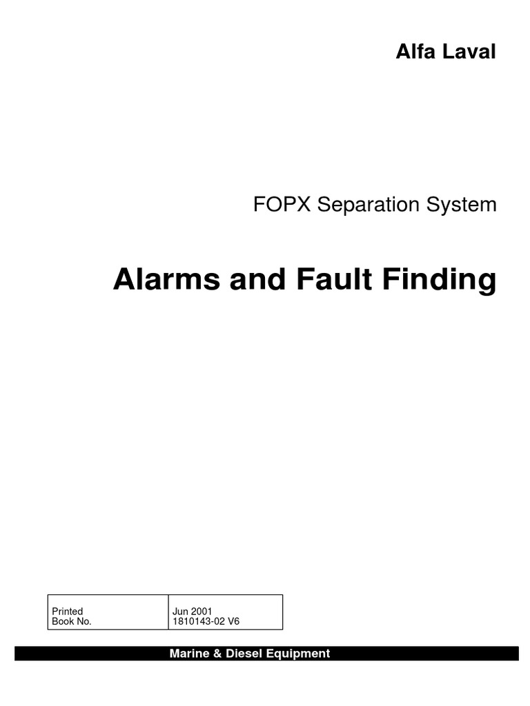 Alarms and Fault Finding: FOPX Separation System | PDF | Valve | Switch