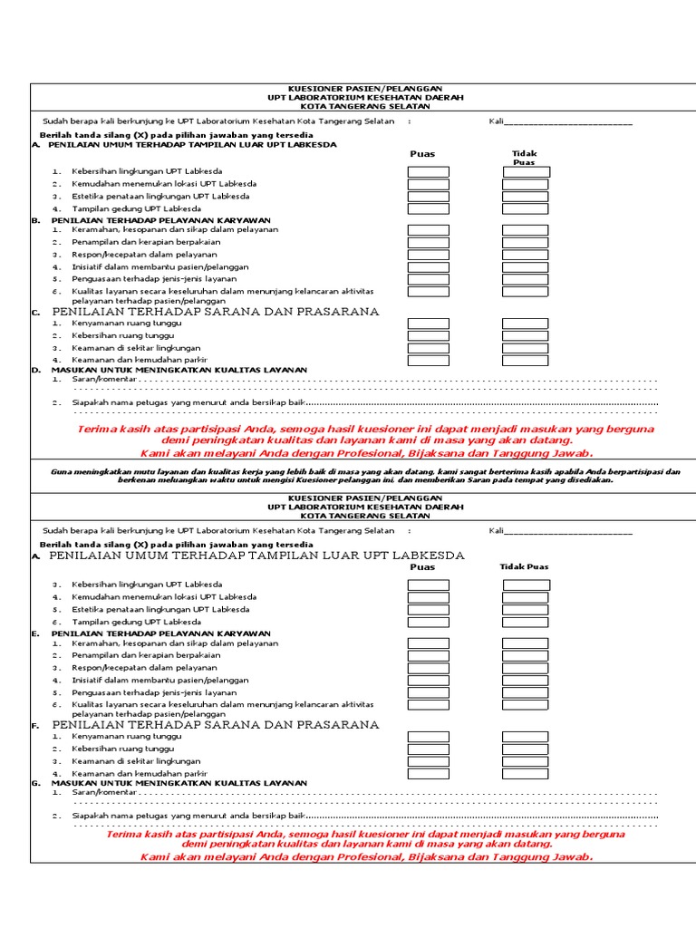 Form-Survey-Kepuasan-Pelanggan 1 | PDF