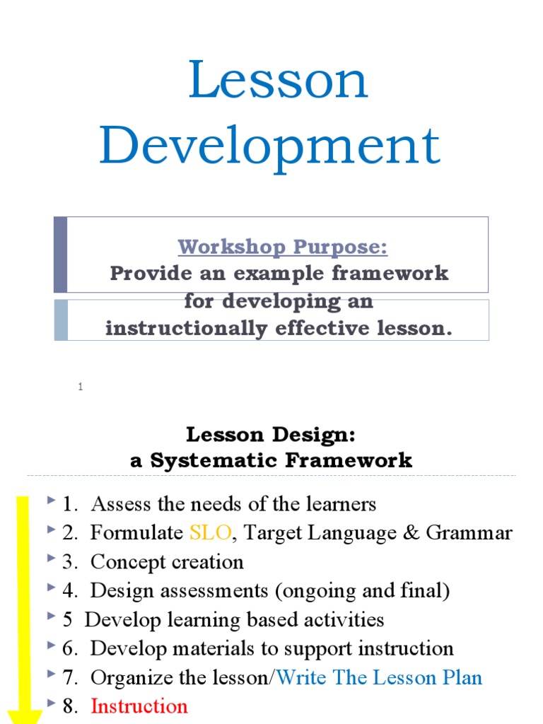Lesson Development: Provide An Example Framework For Developing An ...