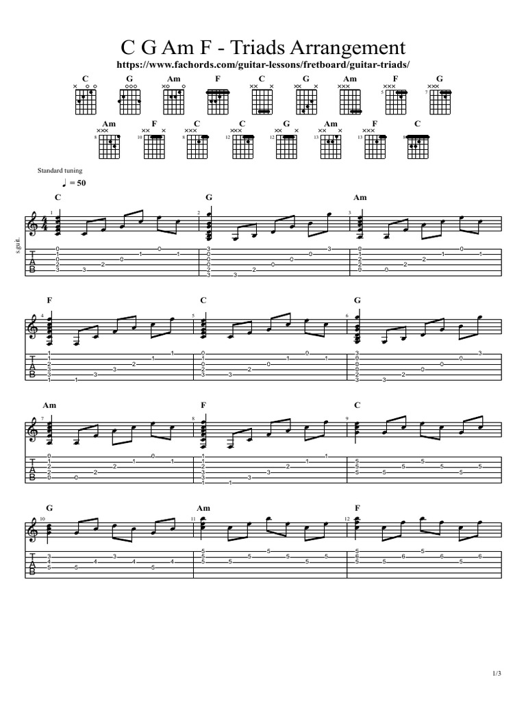 C G Am F - Triads Arrangement | PDF