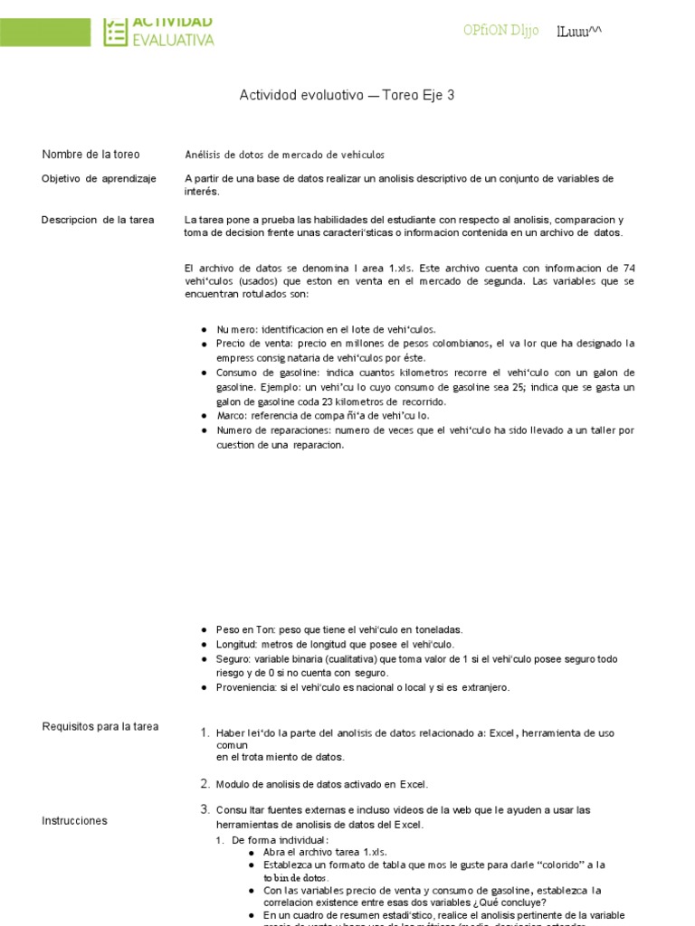 Actividad Evaluativa Eje 3 | PDF | Microsoft Excel | Informática
