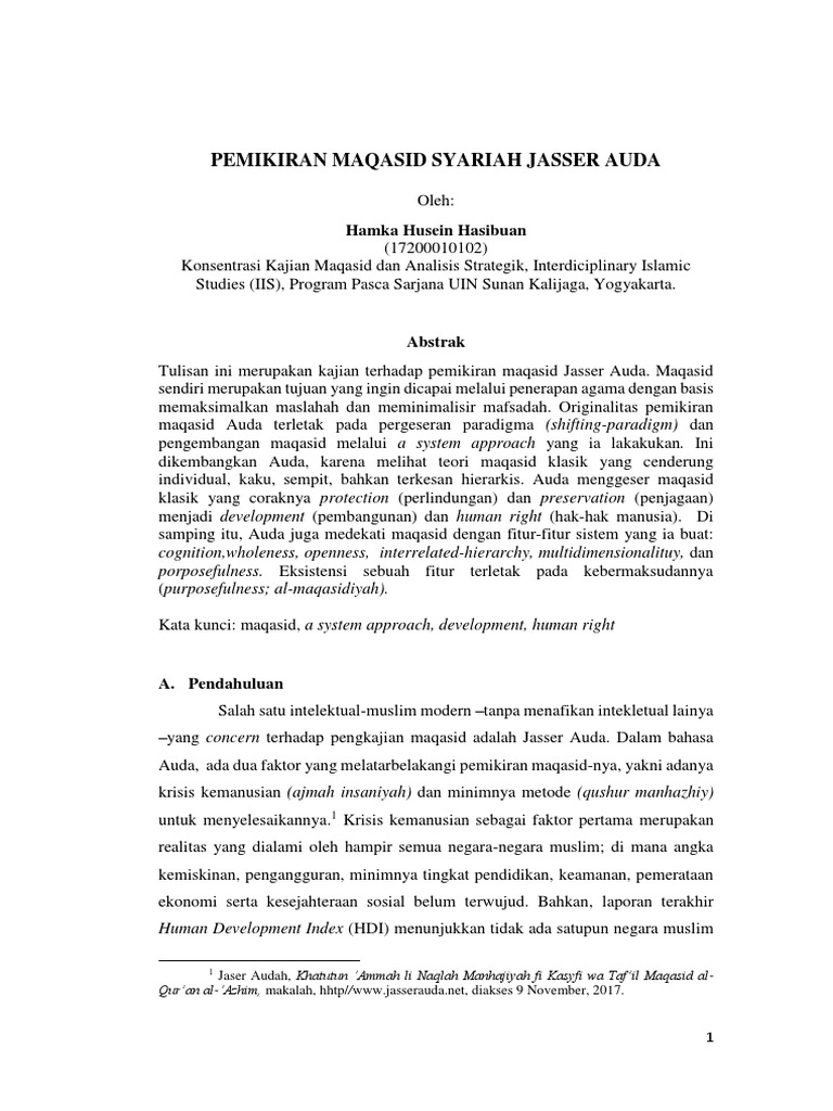 Pemikiran Maqasid Syariah Jasser Auda | PDF