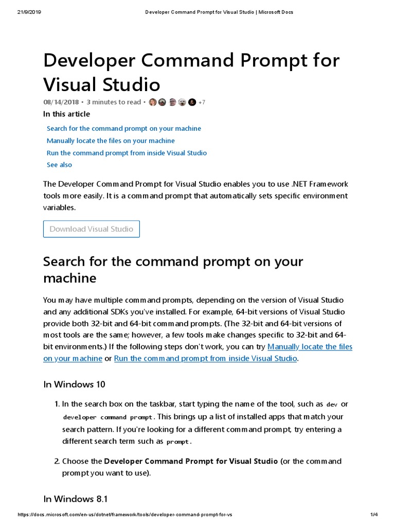Developer Command Prompt For Visual Studio - Microsoft Docs | PDF ...