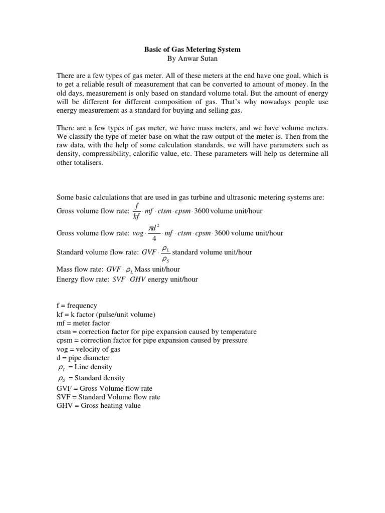 Basic of Gas Metering System | PDF | Flow Measurement | Density