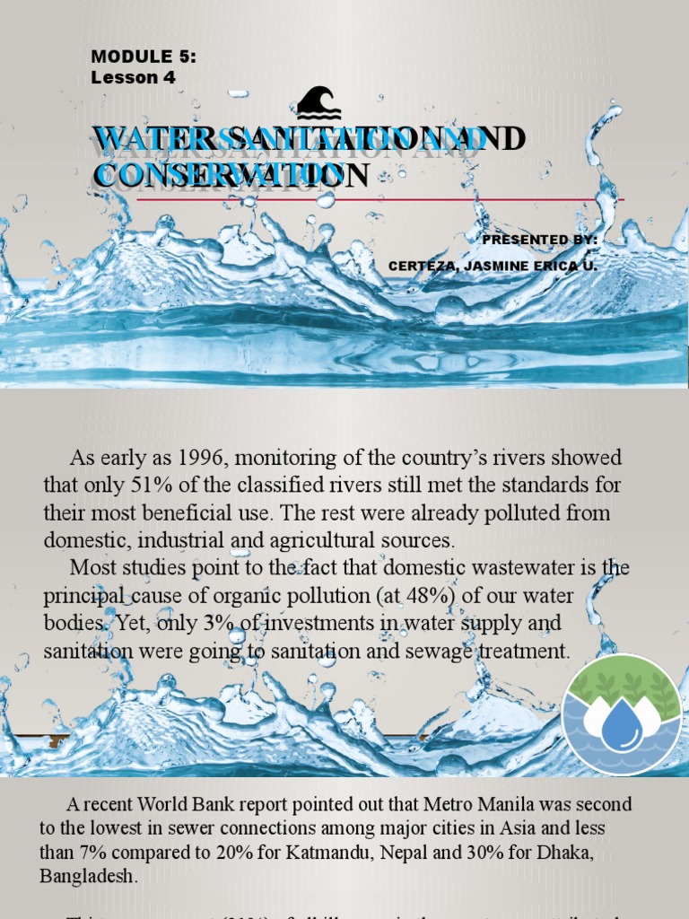 Water Sanitation and Conservation | PDF | Clean Water Act | Water Pollution