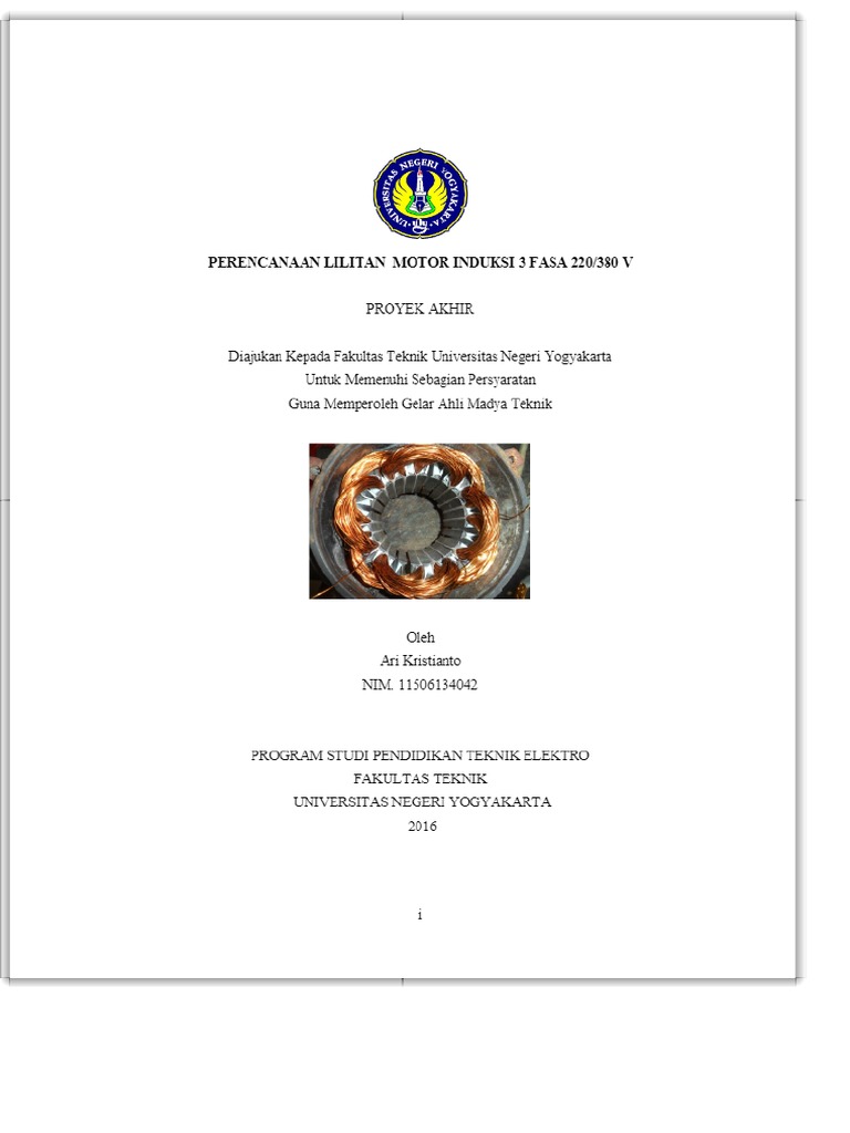 PERENCANAAN LILITAN MOTOR INDUKSI 3 FASA 220 - 380 V PROYEK AKHIR - PDF ...