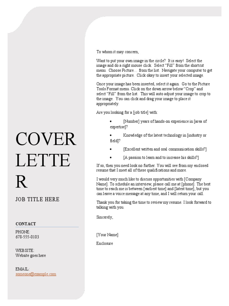 Cover Lette R: Job Title Here | PDF