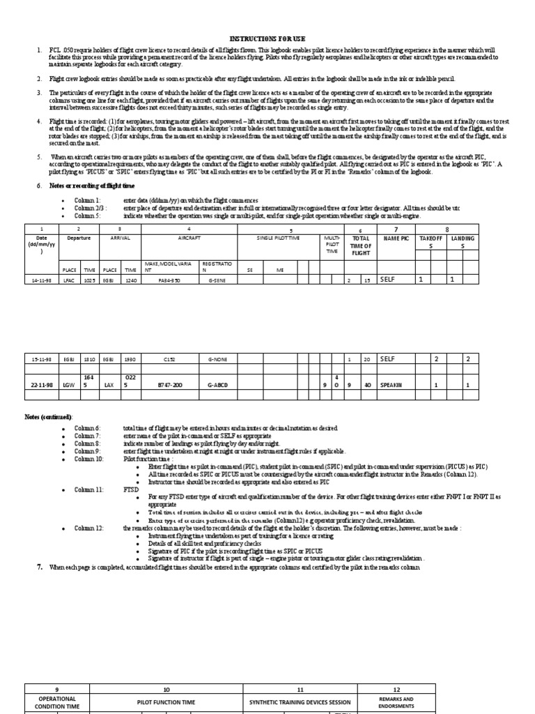 Instructions For Use | PDF | Flight Instructor | Aircraft