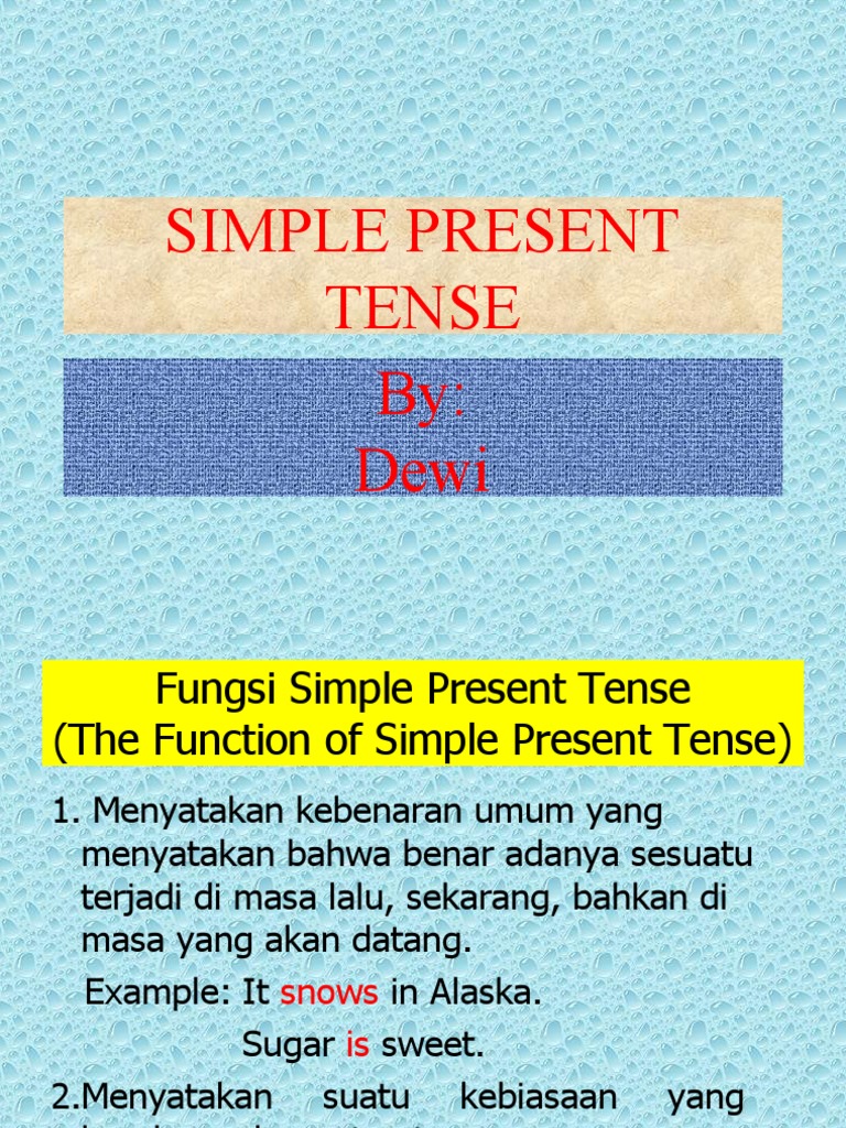 Functions of Simple Present Tense | PDF | Language Families | Verb