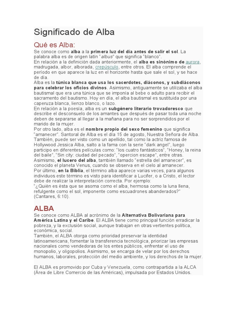 Significado y usos de "Alba" | PDF | Crepúsculo | Science