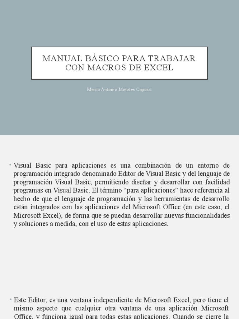 Presentacion Macros | PDF | Macro (informática) | Microsoft Excel
