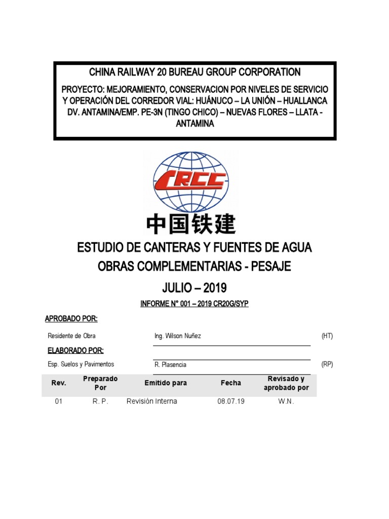 Inf. #001 - 2019 Cr20g-Syp Oc-Pesaje | PDF | Hormigón | Ph