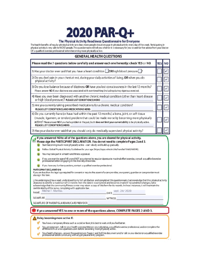 2020 Par-Q+ | PDF