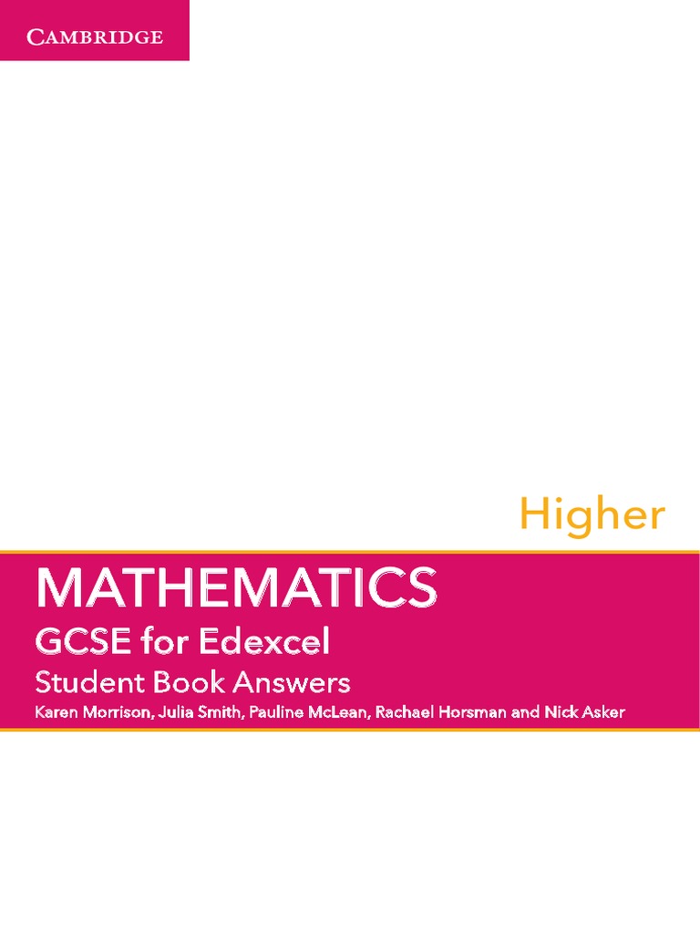 GCSE Mathematics For Edexcel Higher Student Book Answers | PDF ...