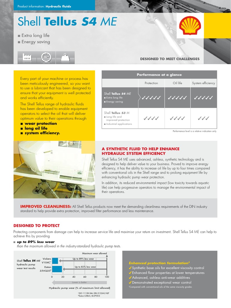 Shell Tellus S4 ME Leaflet | PDF | Pump | Chemical Engineering