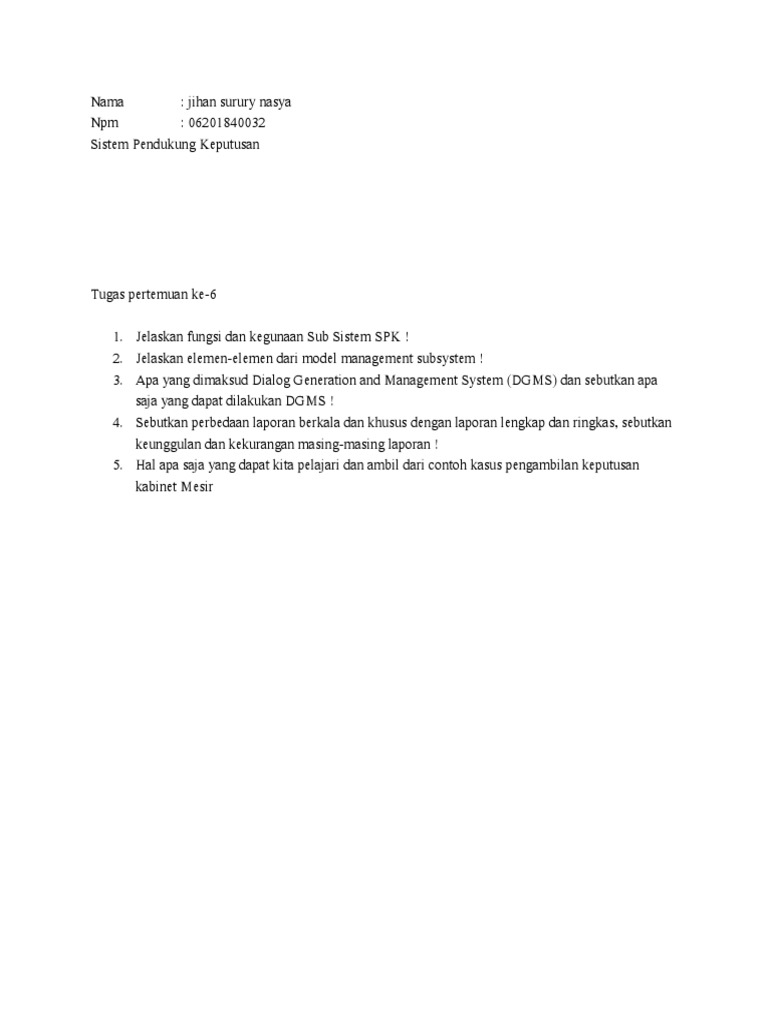 Tugas Pertemuan Ke6 SPK | PDF