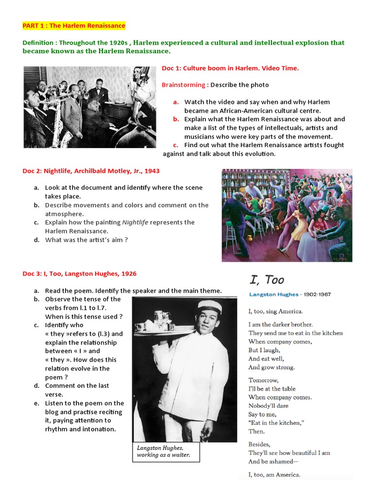 Definition: Throughout The 1920s, Harlem Experienced A Cultural and ...