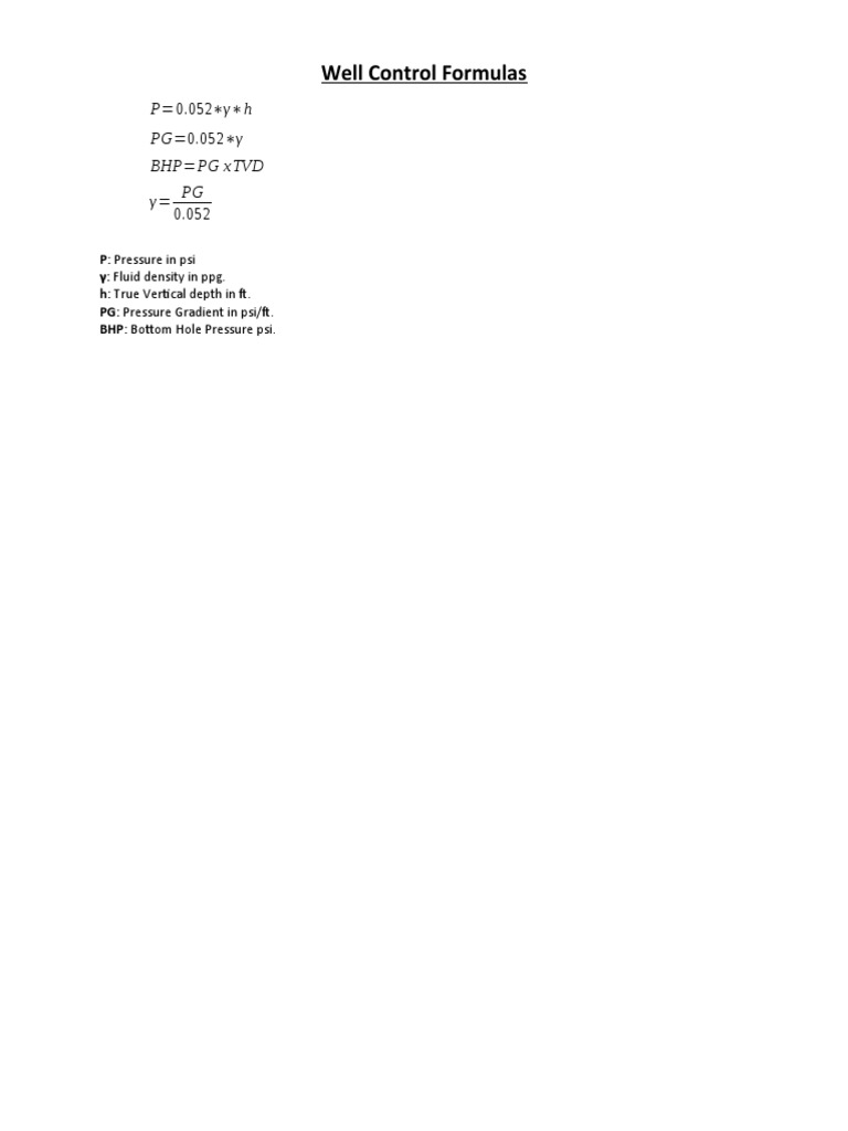Well Control Formula | PDF