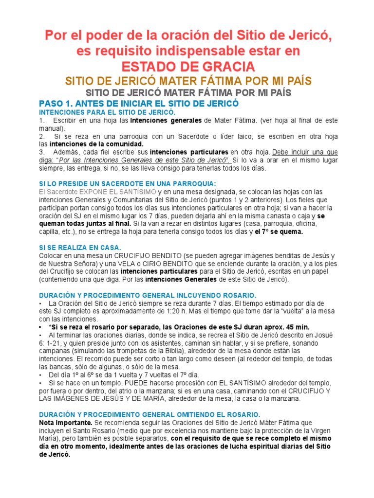 Oración del Sitio de Jericó por intenciones generales y particulares | PDF | María, madre de ...