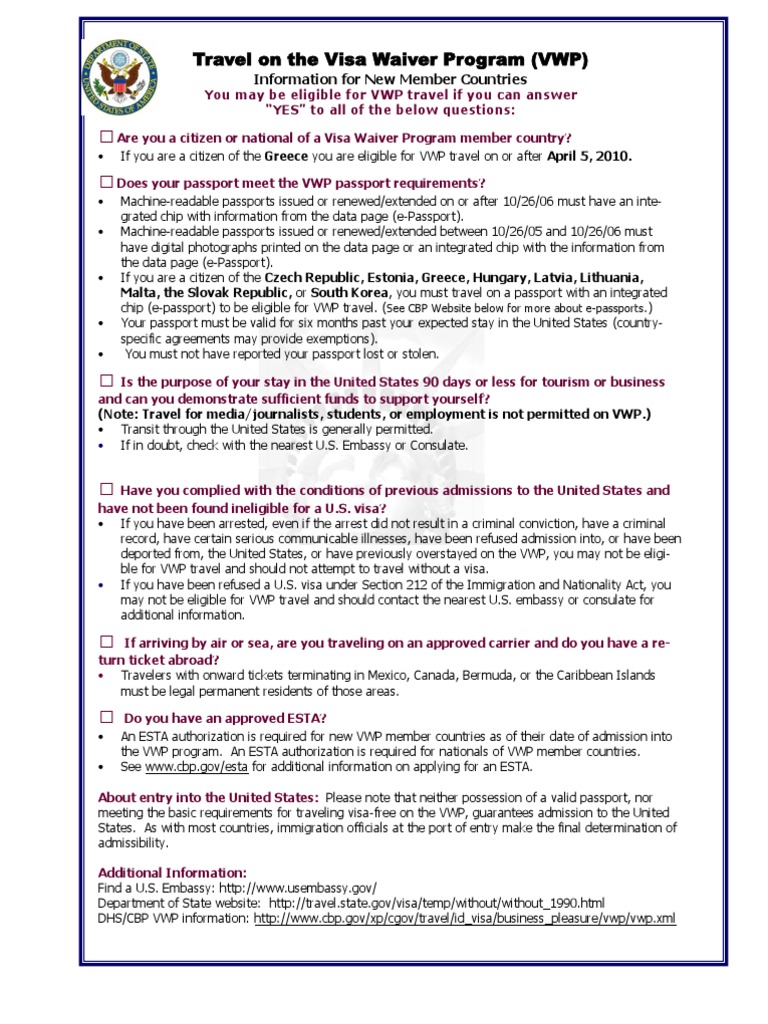 Visa Waiver Program (VWP) Quick Guide | PDF | Travel Visa | Immigration