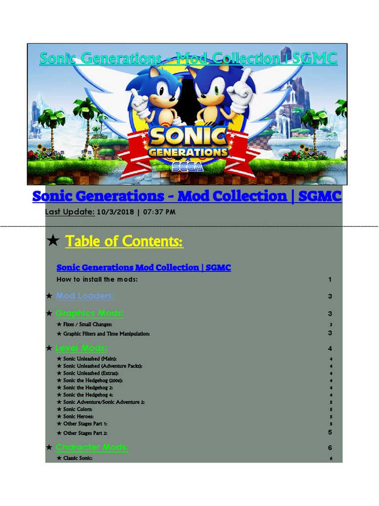 Sonic Generations - Mod Collection - SGMC | PDF | Video Game Gameplay