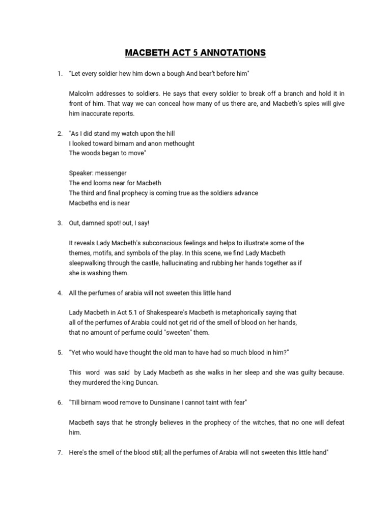 Macbeth Act 5 Annotations | Download Free PDF | Macbeth | Shakespearean ...