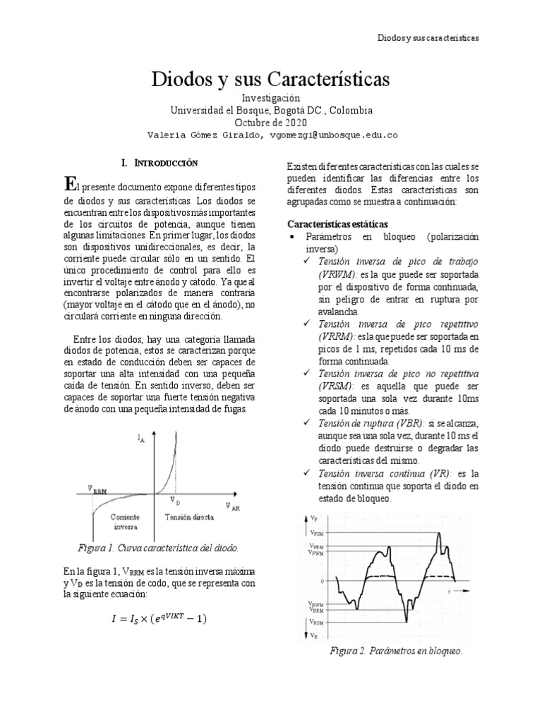 Diodos y Sus Características | PDF | Diodo | Unión PN