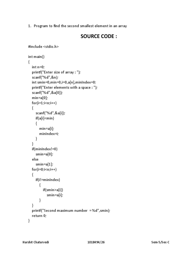 Source Code:: Harshit Chaturvedi 1018494/26 Sem-5/Sec-C | Download Free ...