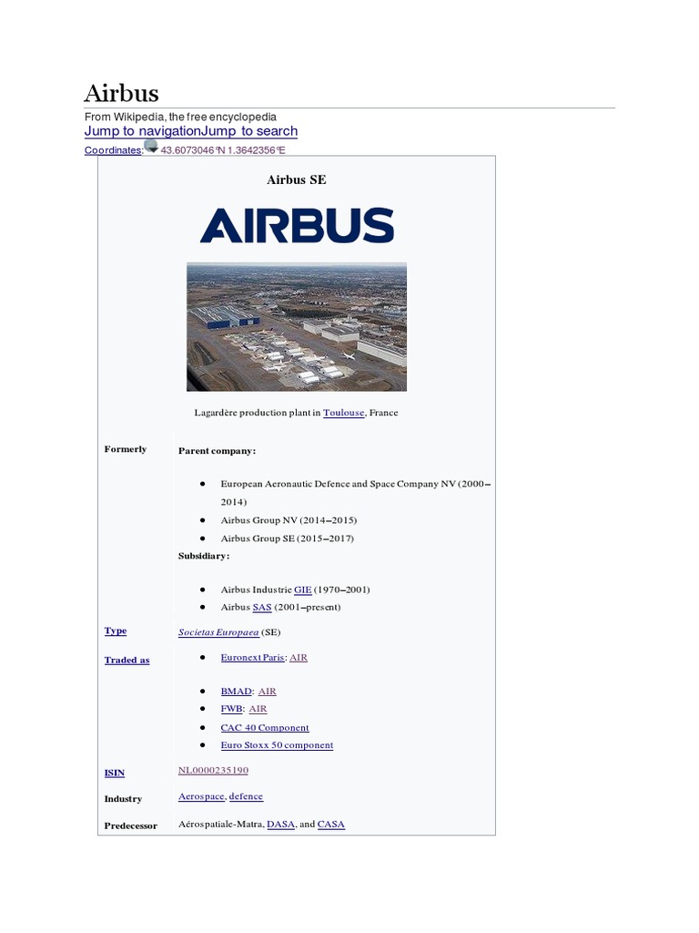 Airbus: Jump To Navigationjump To Search | PDF | Airbus | Aviation