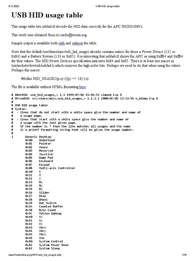 USB HID Usage Table | PDF | Telephone | Computer Keyboard