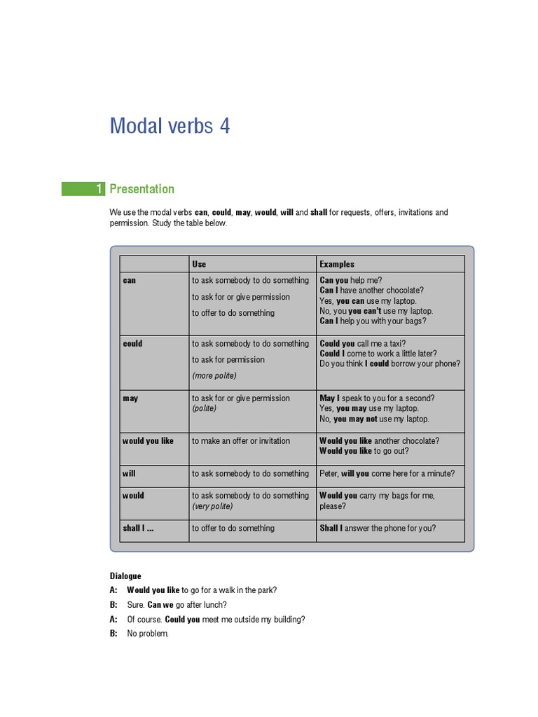 Modal Verbs 4 Requests Permission Teacher | PDF