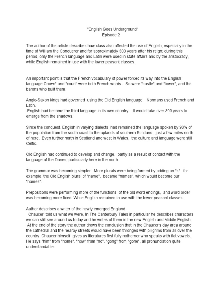 English Goes Underground - 2 | PDF