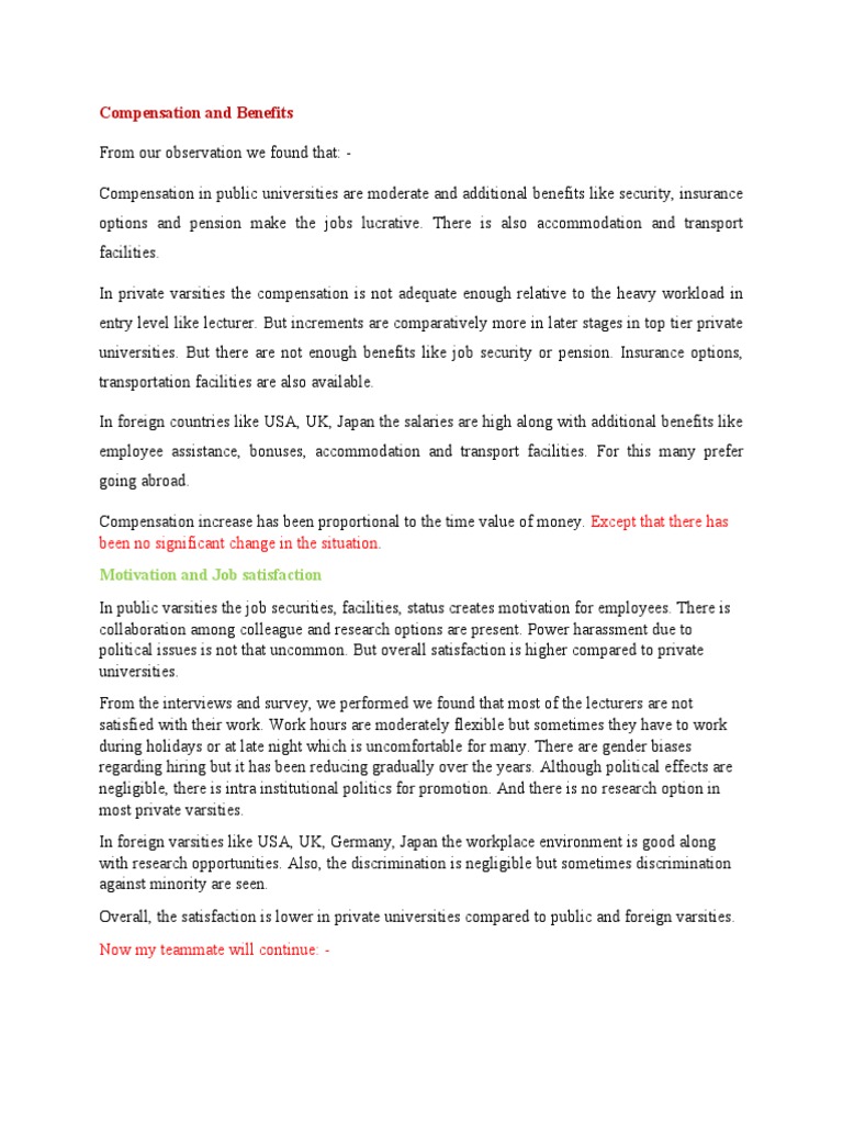 A Comparative Analysis of Compensation, Benefits, Motivation, and Job ...