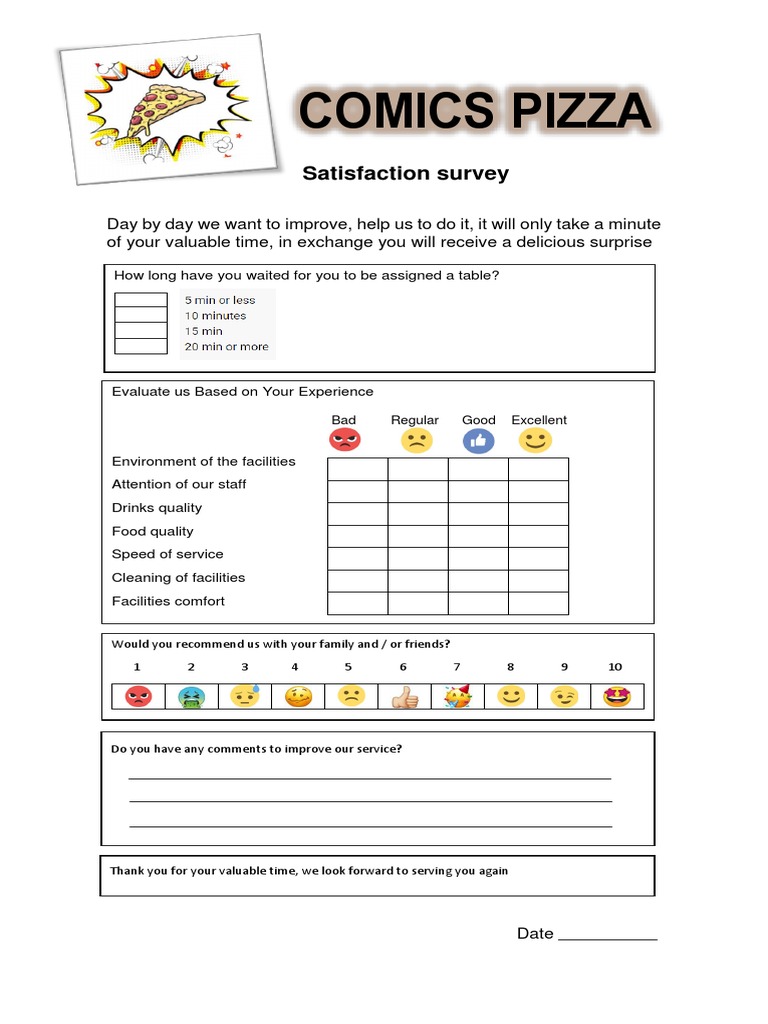 Comics Pizza Customer Satisfaction Survey | PDF
