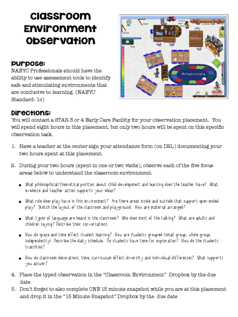 Classroom Environment Observation Guide | PDF | Classroom | Cognition