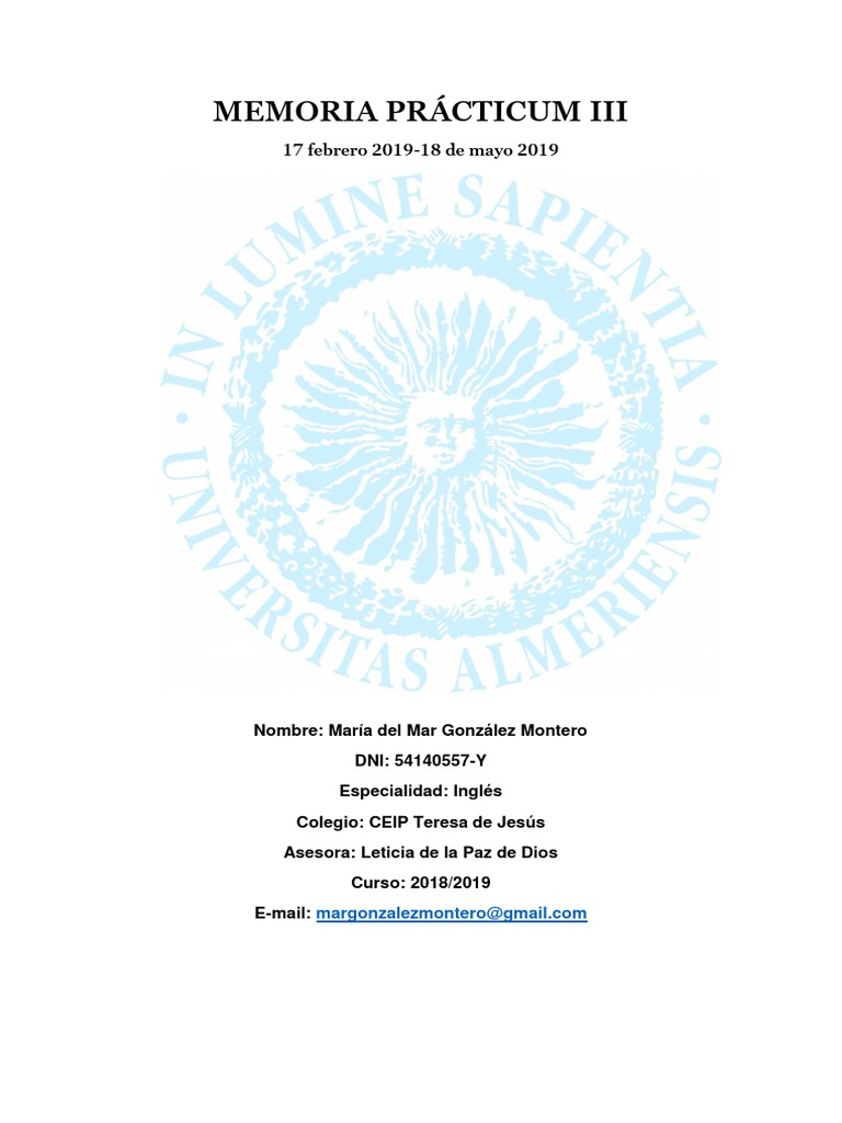 Memoria Practicum Educación | PDF | Salón de clases | Educación primaria