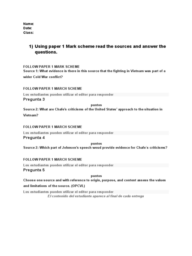 The Vietnam War - Source Analysis | PDF