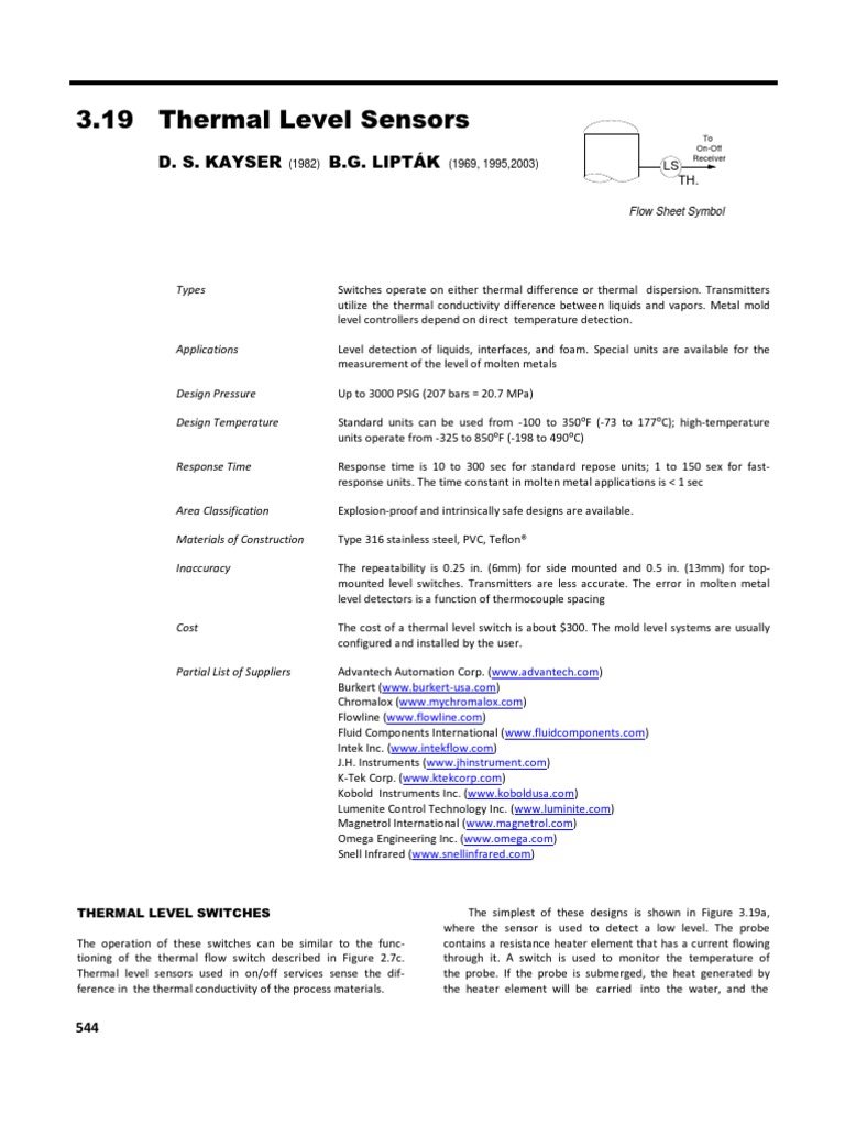3 - 19 Thermal Level Sensors | PDF | Electrical Resistance And ...