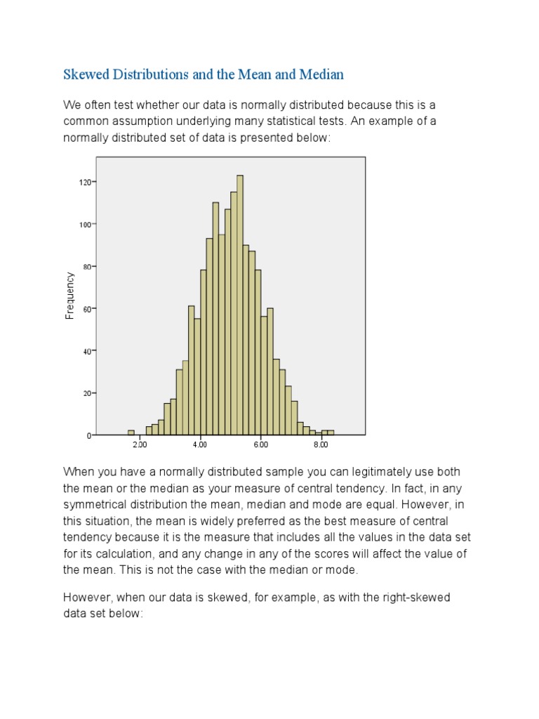 Skewed Distributions and The Mean and Median | PDF