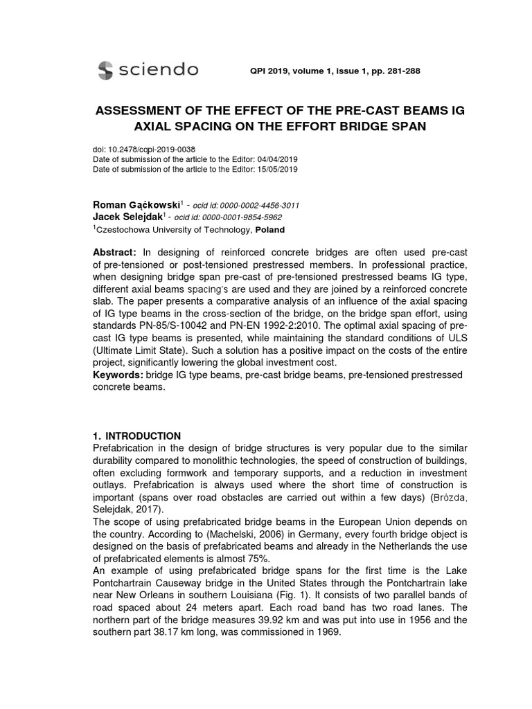 Assessment of The Effect of The Pre-Cast Beams Ig Axial Spacing On The ...