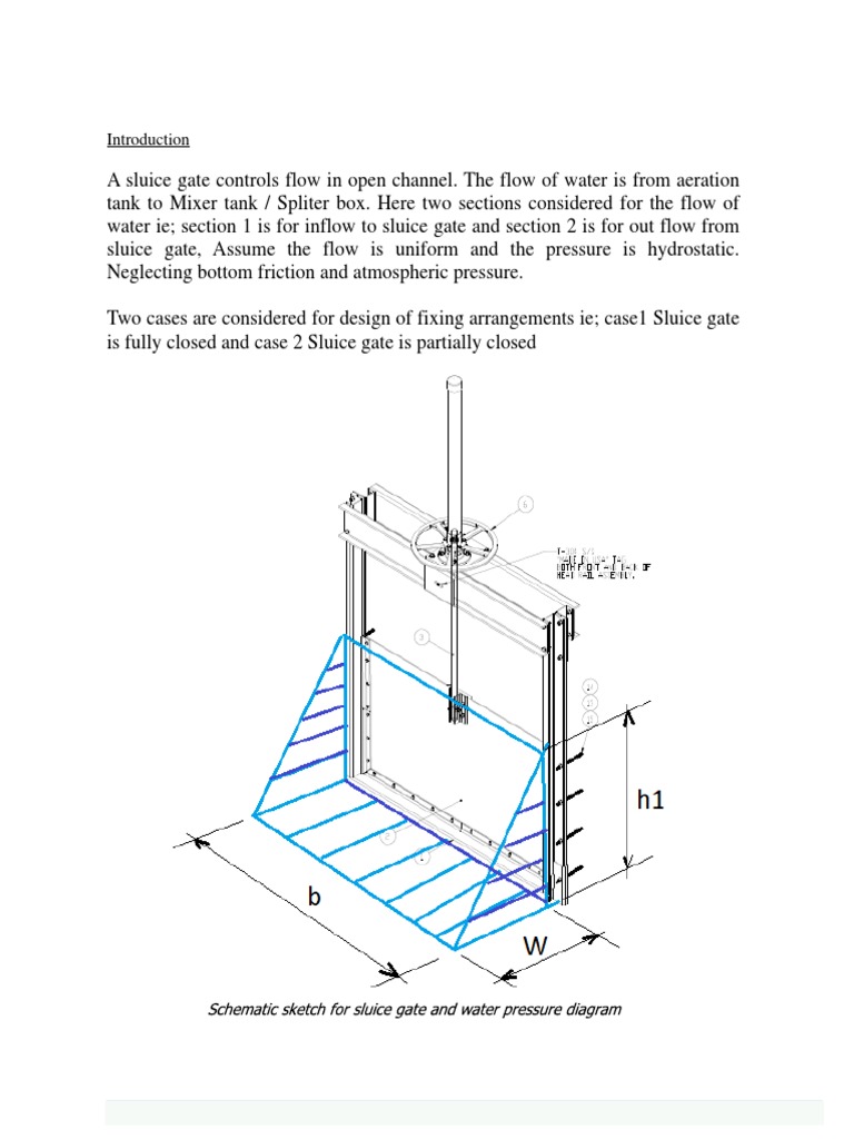 Sluice Gate Flow and Force Analysis | PDF | Fluid Dynamics | Pressure