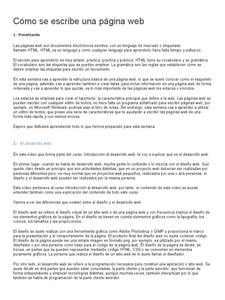 Cómo Se Escribe Una Página Web | PDF | HTML | Lenguaje de marcado
