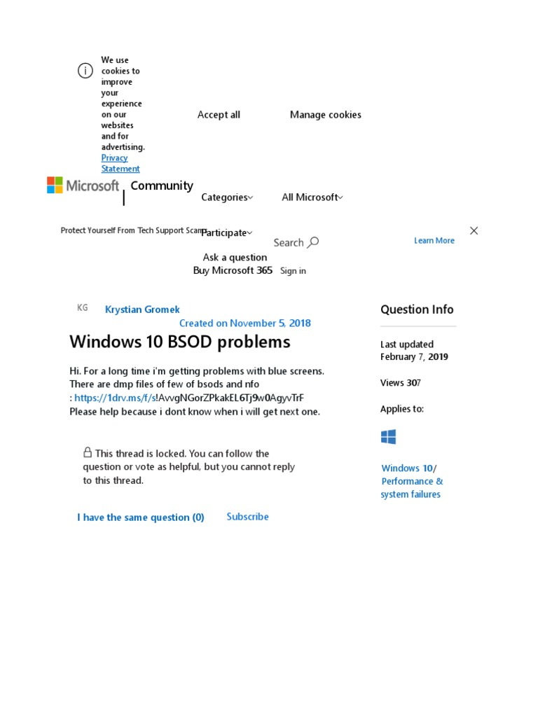Windows 10 BSOD Problems - Microsoft Community | Download Free PDF ...